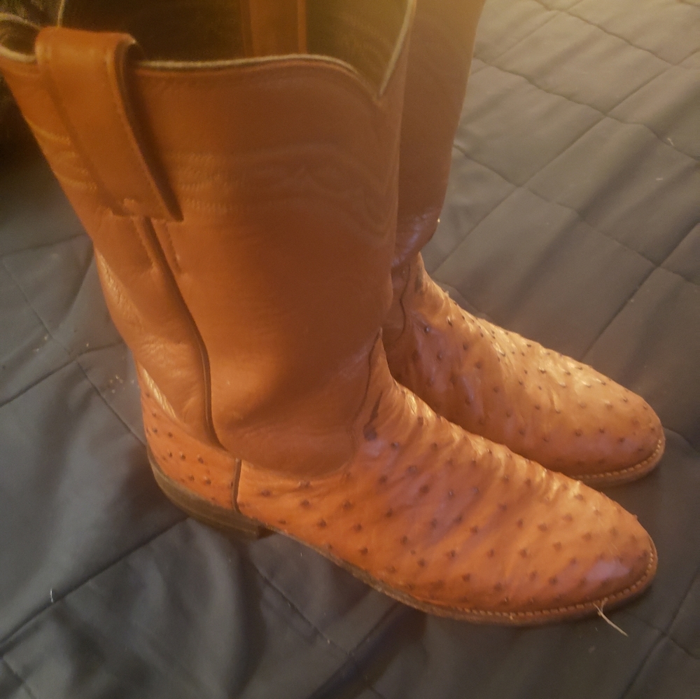 Full Quill Ostrich Justin Cowboy Boots - Gem